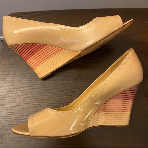 kate spade | Shoes | Kate Spade Patent Leather Peeptoe Wedges | Poshmark